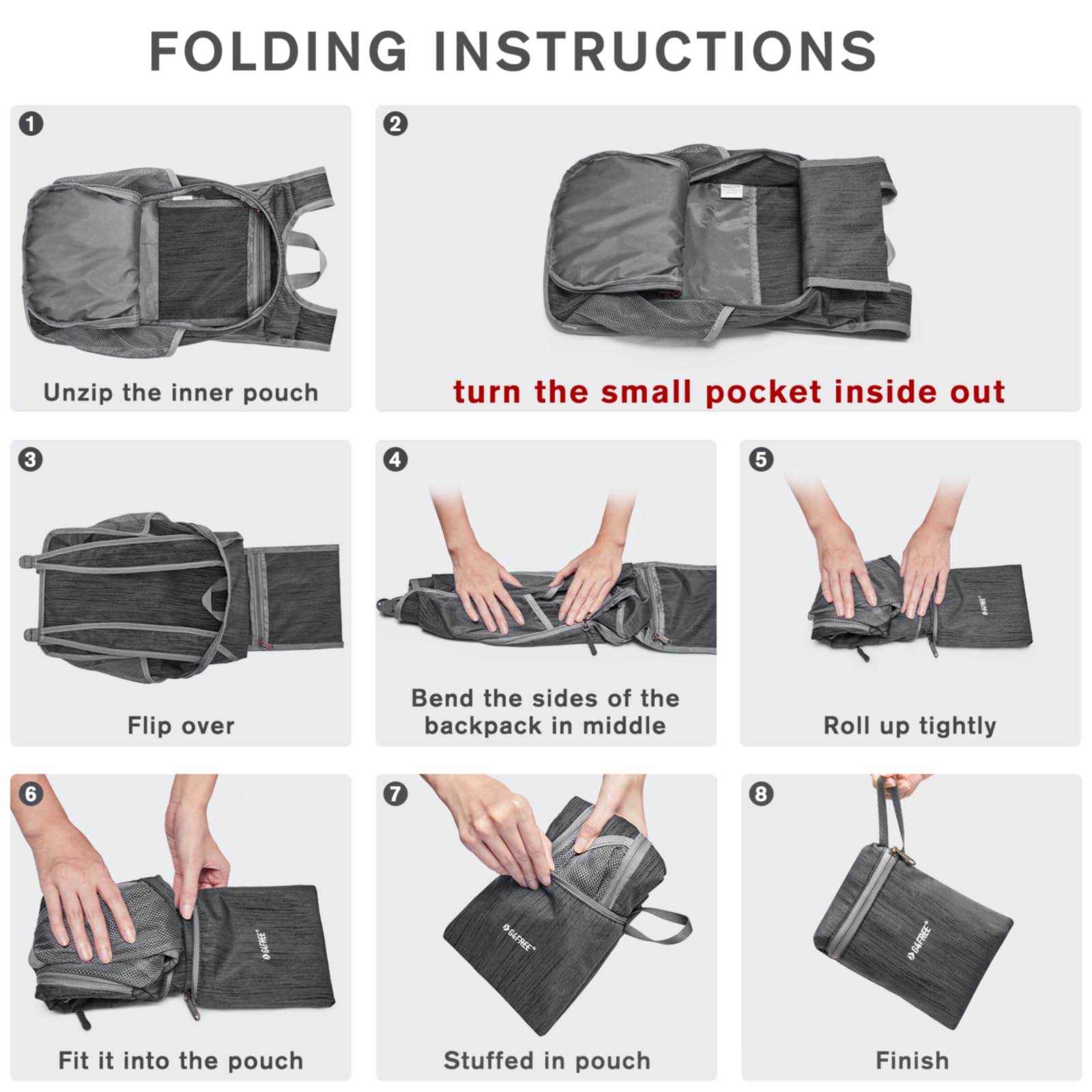 G4Free 10L Hiking Backpack Small Travel Hiking Daypack Lightweight Packable Backpack Casual Foldable Shoulder Bag