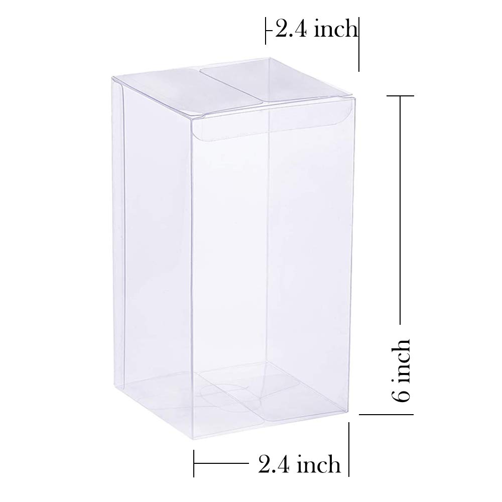 YOZATIA 12PCS Transparent Boxes 2.4 x 2.4 x 6 inch, Candy Box, Clear Favor Boxes Gift Boxes for Wedding, Party and Baby Shower Favors
