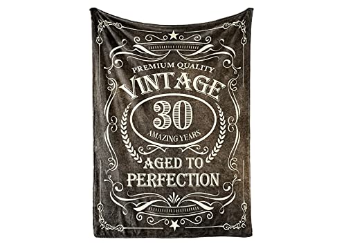 30th Birthday Gifts for Men, 30th Birthday Decorations for Him Flannel Throw Blankets (50"x 65") Vintage