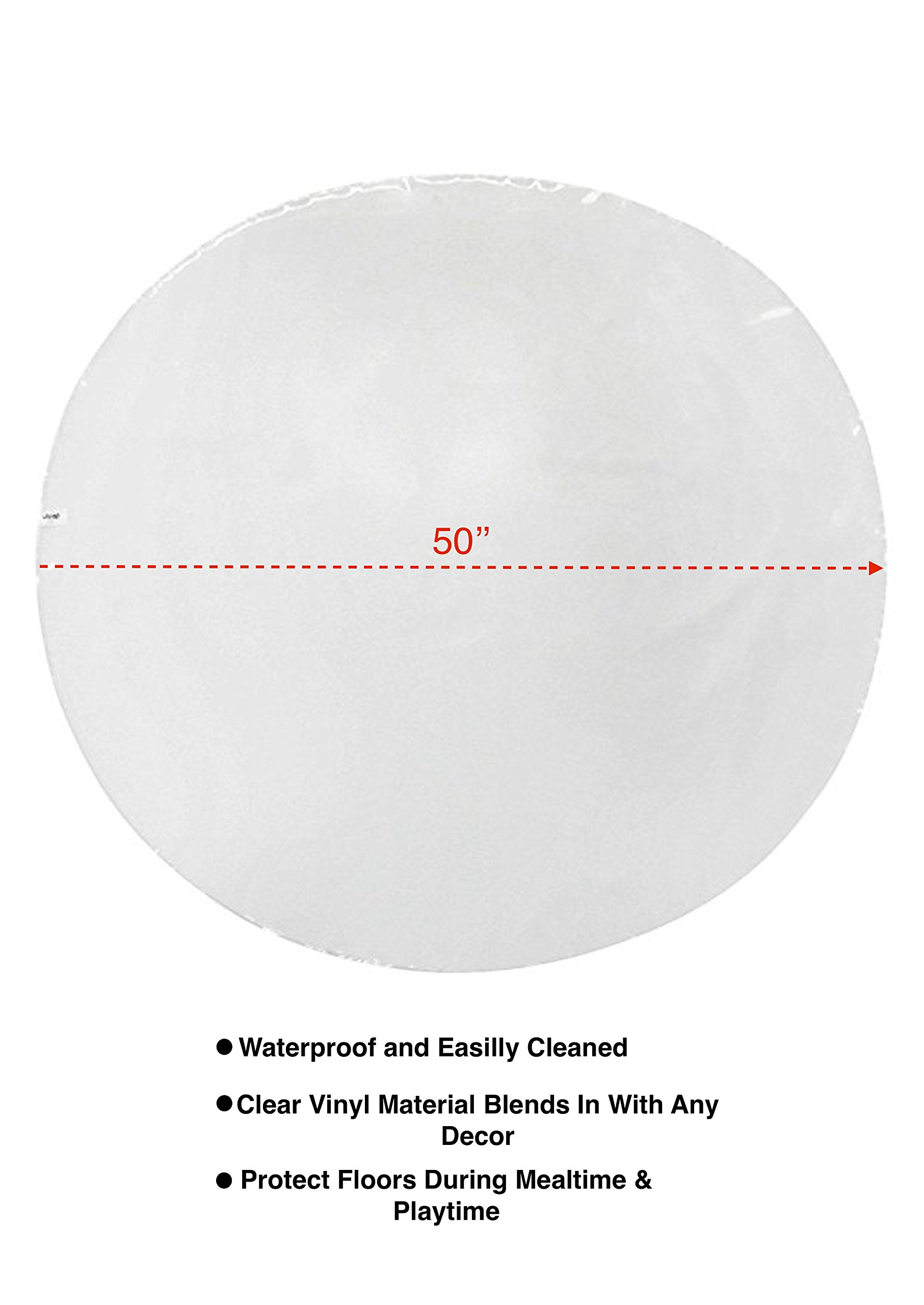 Jeep Floor Mat, Plastic Play Mat, Waterproof High Chair Floor Protector, Splat Mat, Multi-Purpose Playmat for Playing and Feeding, Clear, 50 Inches Diameter