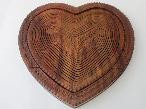 Large Heart - 1 Compartment - 12 inch Basket I Folding Wooden Basket I Collapsible Adjustable Basket I Decorative Rosewood color I Gift for Mom Wedding Gift Christmas I by DAWN HANDICRAFTS…