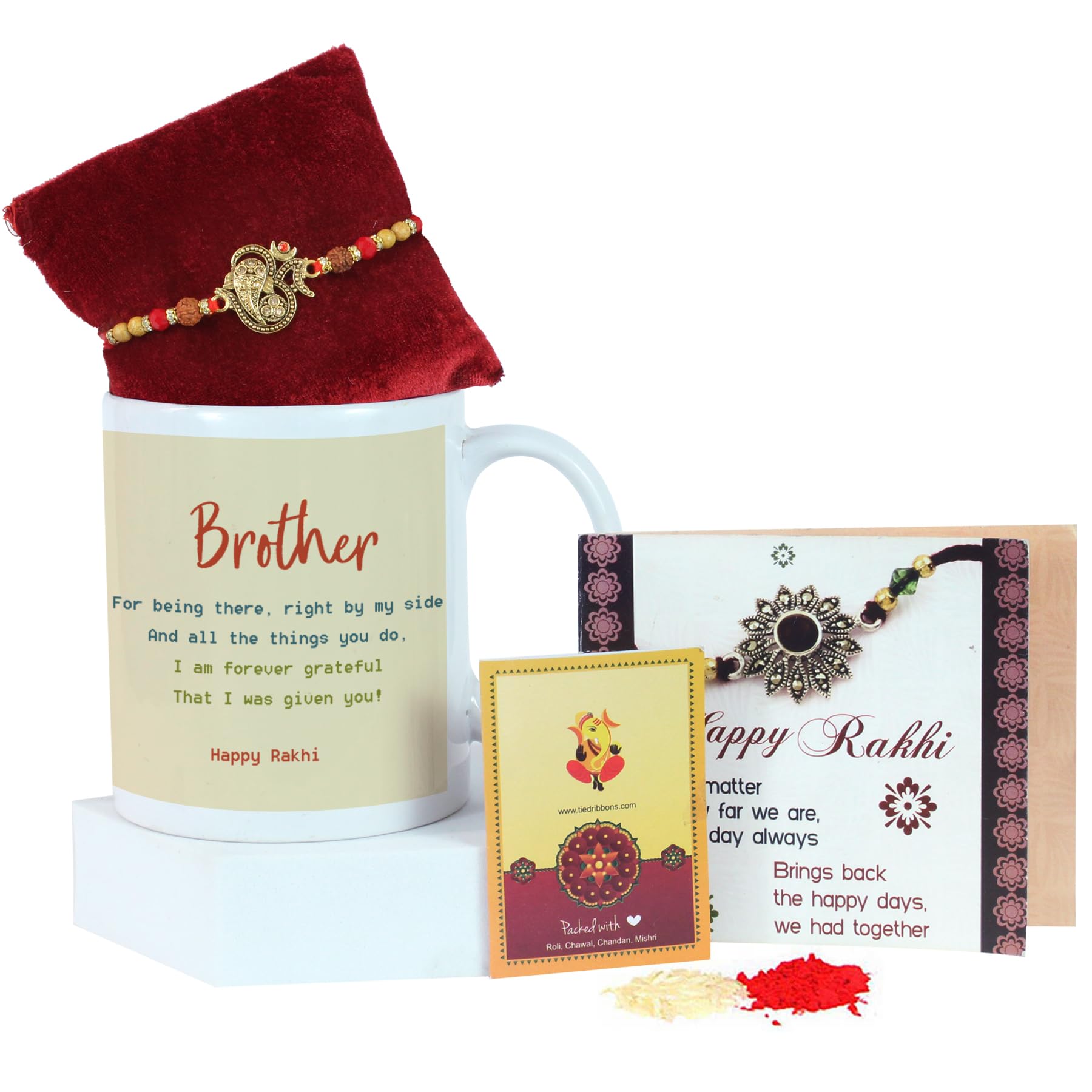 TIED RIBBONS Rakhi for Brother with Gift Set | Printed Coffee Mug (10 Oz) | Mini Card | Roli Chawal Packet - Raksha bandhan Rakhi Gifts for Brother Rakhi Set for Brother | Bhai Rakhi Thread
