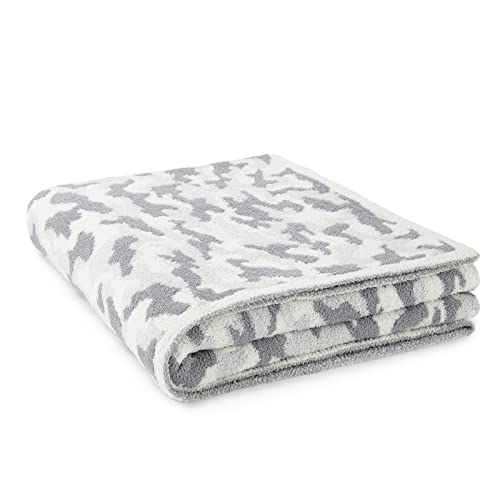 Crafted by Catherine Camouflage Print Cozy Knit Throw Blanket 60" x 70" Inches, Soft Comfy Decorative Throw for Couch Bed Sofa Travel, Camo Grey