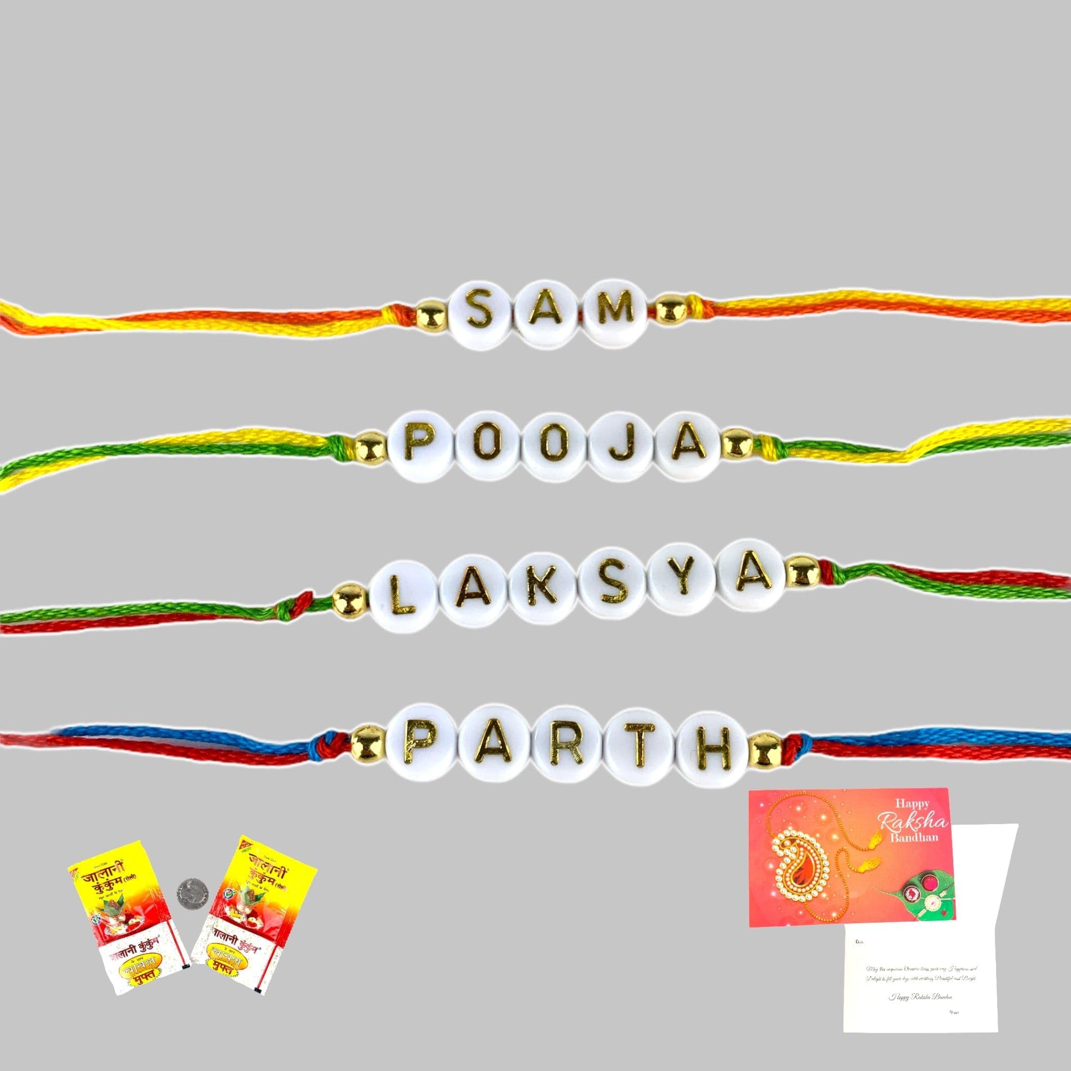 LOVENSPIRE Personalized Rakhi for Brother White Letter Name Designer Handmade Rakhi Thread for Bhaiya Custom Name Rakhi - Rakhi Card Hindu Bracelet Rakhi