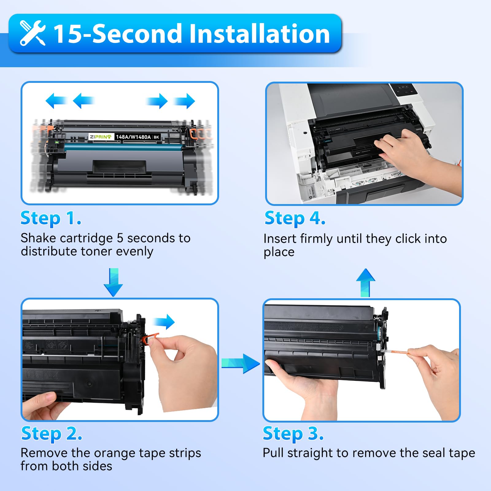 ZIPRINT Compatible Toner Cartridge Replacement for HP 48A CF248A for HP Laserjet Pro M15w M15 M15a M16 M16w M16a Pro MFP M28w M28 M30w M29w M29 M29a M28a M31w Printer (Black, 2-Pack)