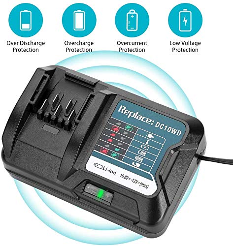 Replacement for Makita Battery 2pcs 12V BL1041 4,0A with DC10WD Charger Compatible with Makita Tools DF031D DF0331D JR103D MP100DZ TD110D 197339-1 HSS01D HP332D BL1041B BL1021B BL1015 DC10WC DC10SB