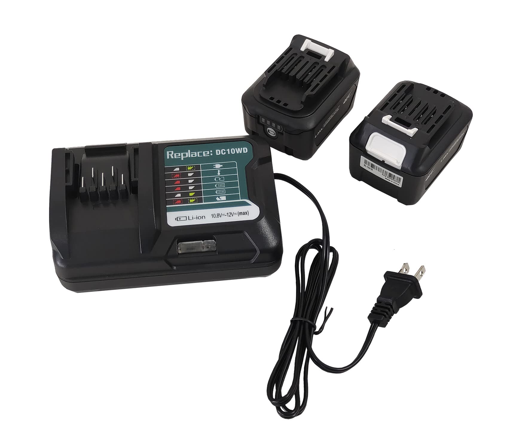 Replacement for Makita Battery 2pcs 12V BL1041 4,0A with DC10WD Charger Compatible with Makita Tools DF031D DF0331D JR103D MP100DZ TD110D 197339-1 HSS01D HP332D BL1041B BL1021B BL1015 DC10WC DC10SB