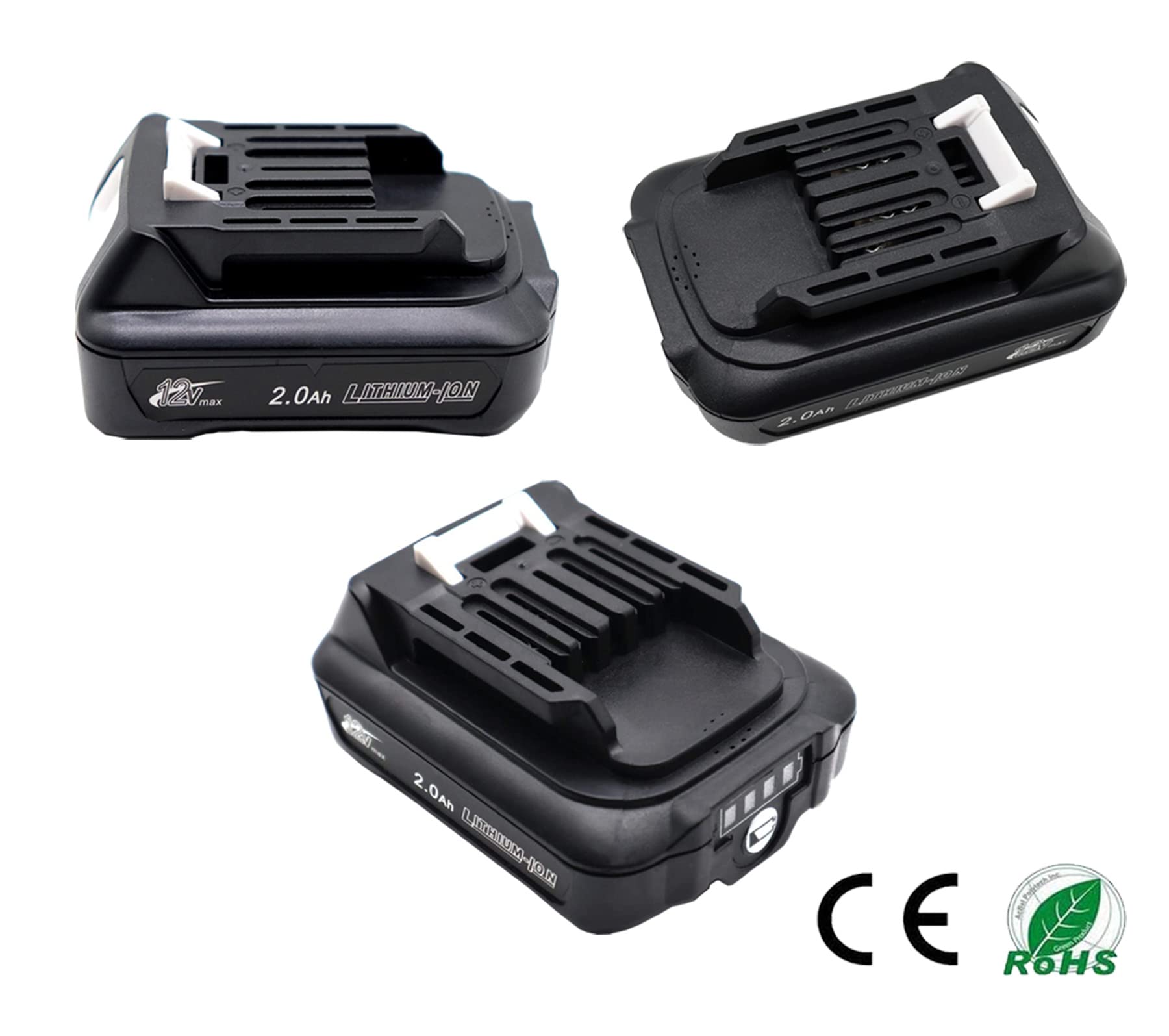 2pcs BL1021B 2.0Ah Battery with Charger DC10WD DC10SB, Compatible with Makita 12V Battery BL1016 BL1015 BL1020 BL1041B 197396-9, CP100DZ JR103D MP100DZ TD110D DF031D DF0331D CG100D CL106FD Tool
