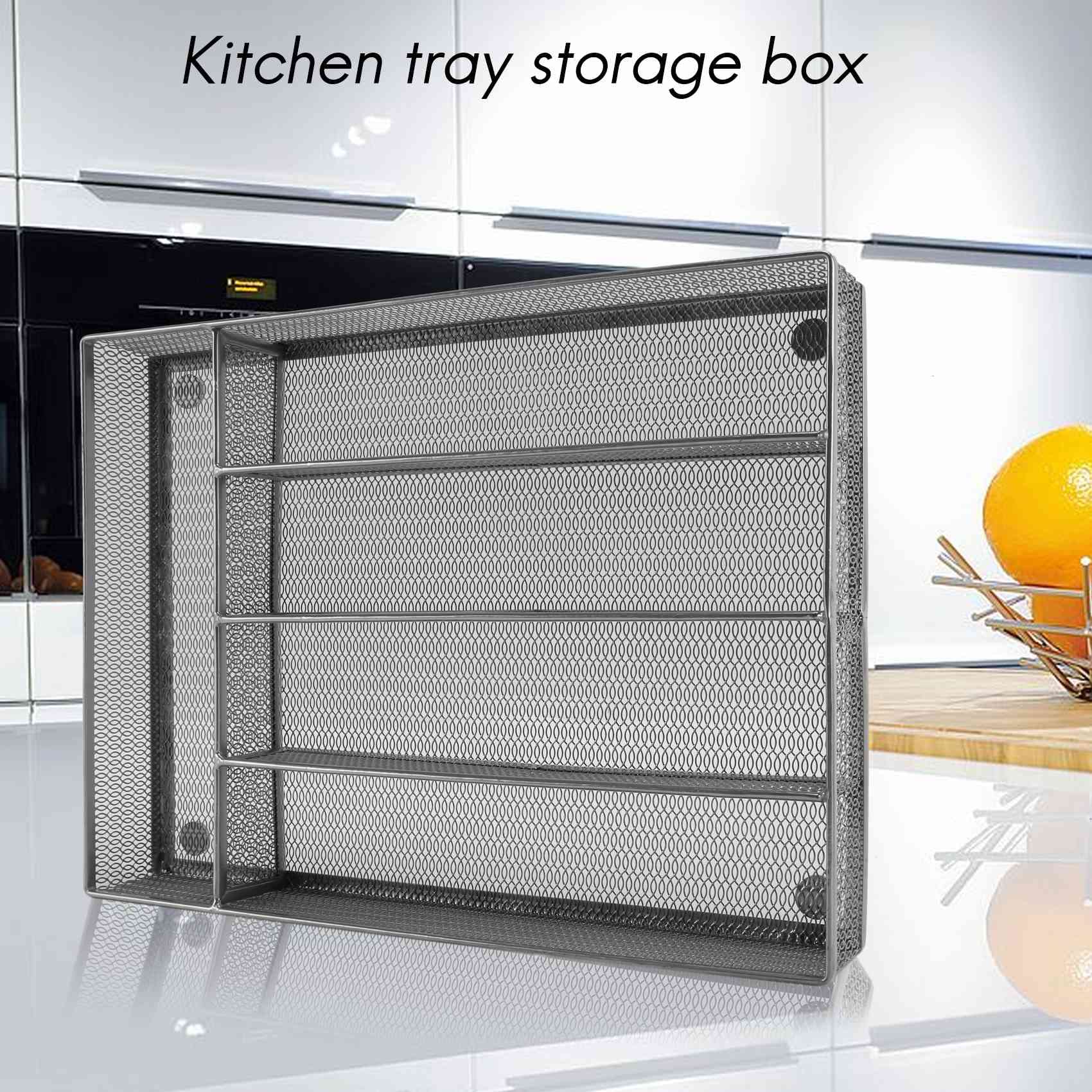 Sudemota Kitchen Drawer Organizer | 5 Compartments Utensil Mesh Trays - 12.57" x 9.23" No-Slipping Drawer Organization for Office