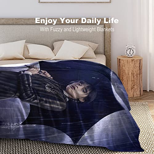 Jonshuas Yoga American Supernatural Comedy Horror Wednesday Throw Blanket, Fleece Halloween Blankets and Throws for Bed, Weighted Air Conditioned Blanket 40"*50" (100 * 130cm)