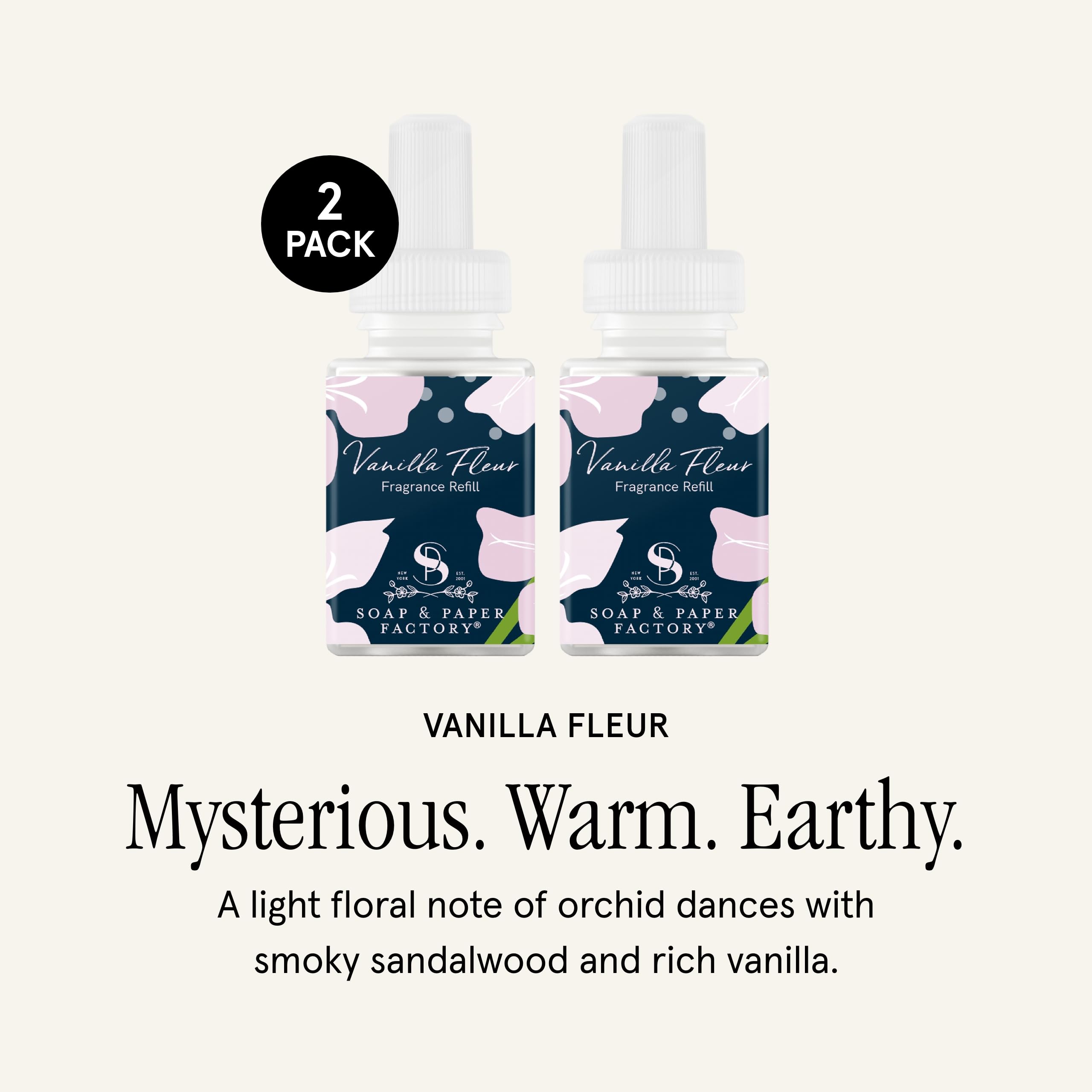 Pura and Soap & Paper Factory Diffuser Scent Refill - Smart Home Air Diffuser Fragrance - Up to 120-Hours of Luxury Fragrance per Vial - Clean & Safe Diffuser Fragrance - 2 Pack, Vanilla Fleur