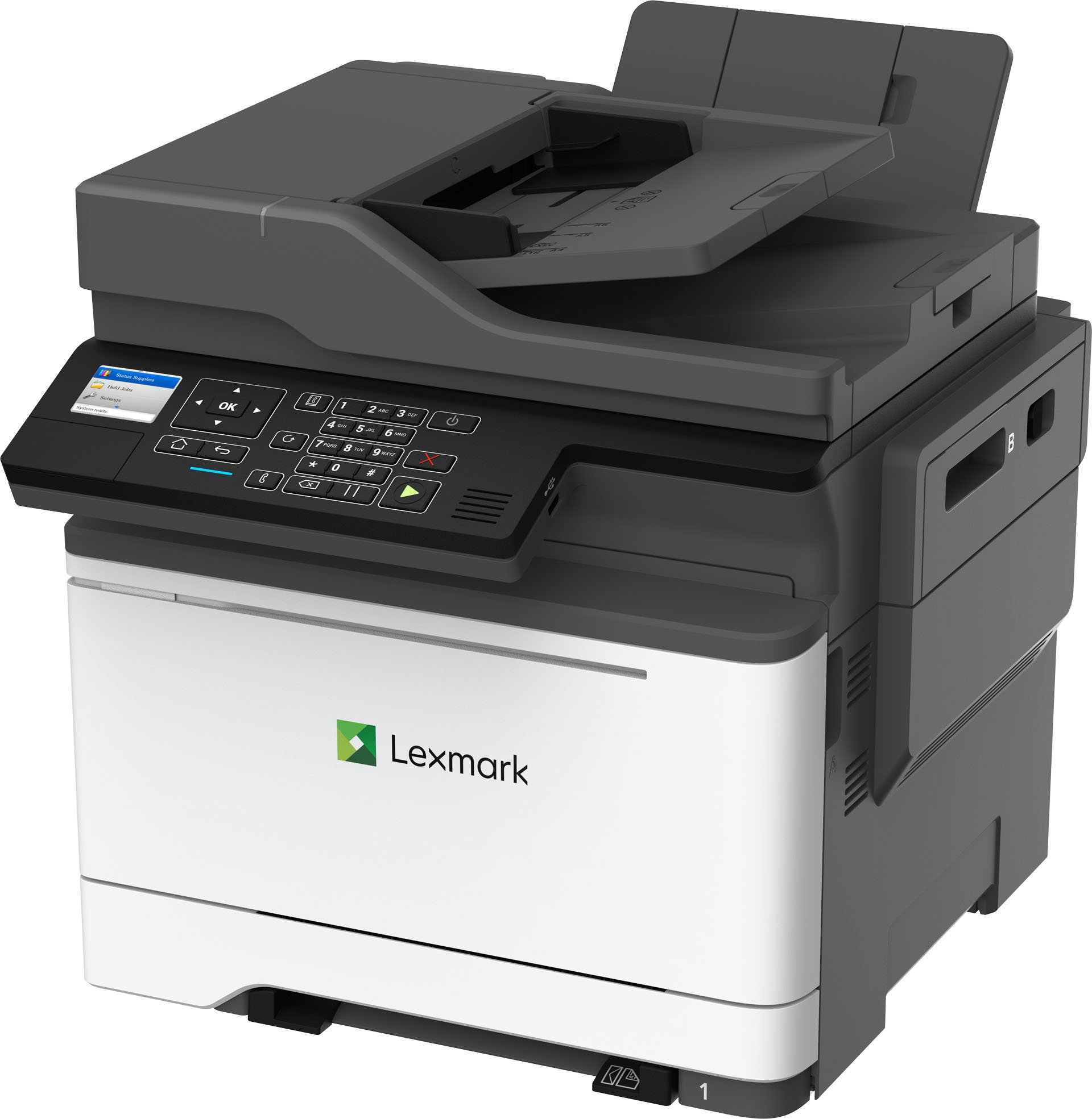 Lexmark MC2535adwe Multifunction Color Laser Printer with a 4.3-inch Color Touch Screen, Wireless Capabilities, Duplex Printing, and Analog Fax (42CC460), White/Gray, Medium