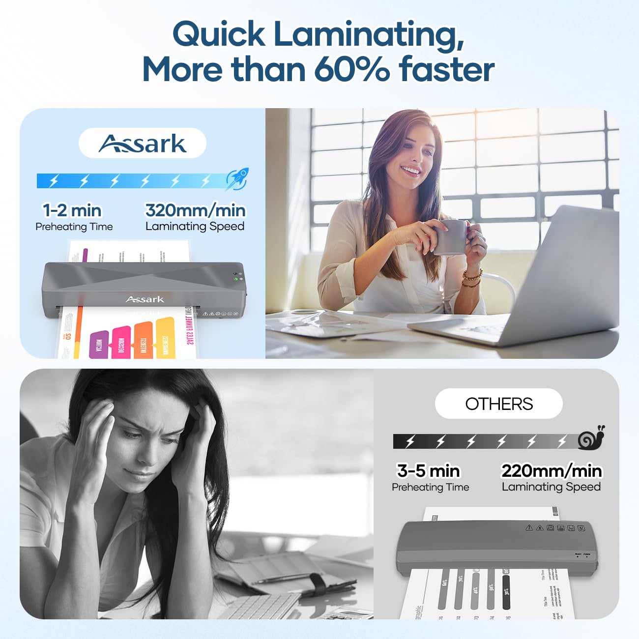 Laminator, 9 Inch A4 Thermal Laminator Machine with Laminating Sheets 9pcs & Paper Trimmer, 4 in 1 Hot & Cold Personal Lamination Kit for Home Office School Use, Fast Warm-Up & Quiet, Never Jam