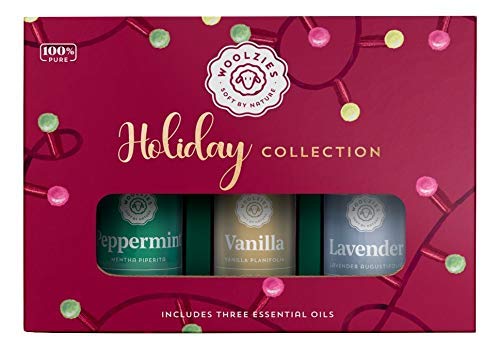 Woolzies Christmas Holiday Essential Oil Set of 3 | Incl. 100% Pure Lavender, Vanilla & Peppermint Oils | Great for Gifting