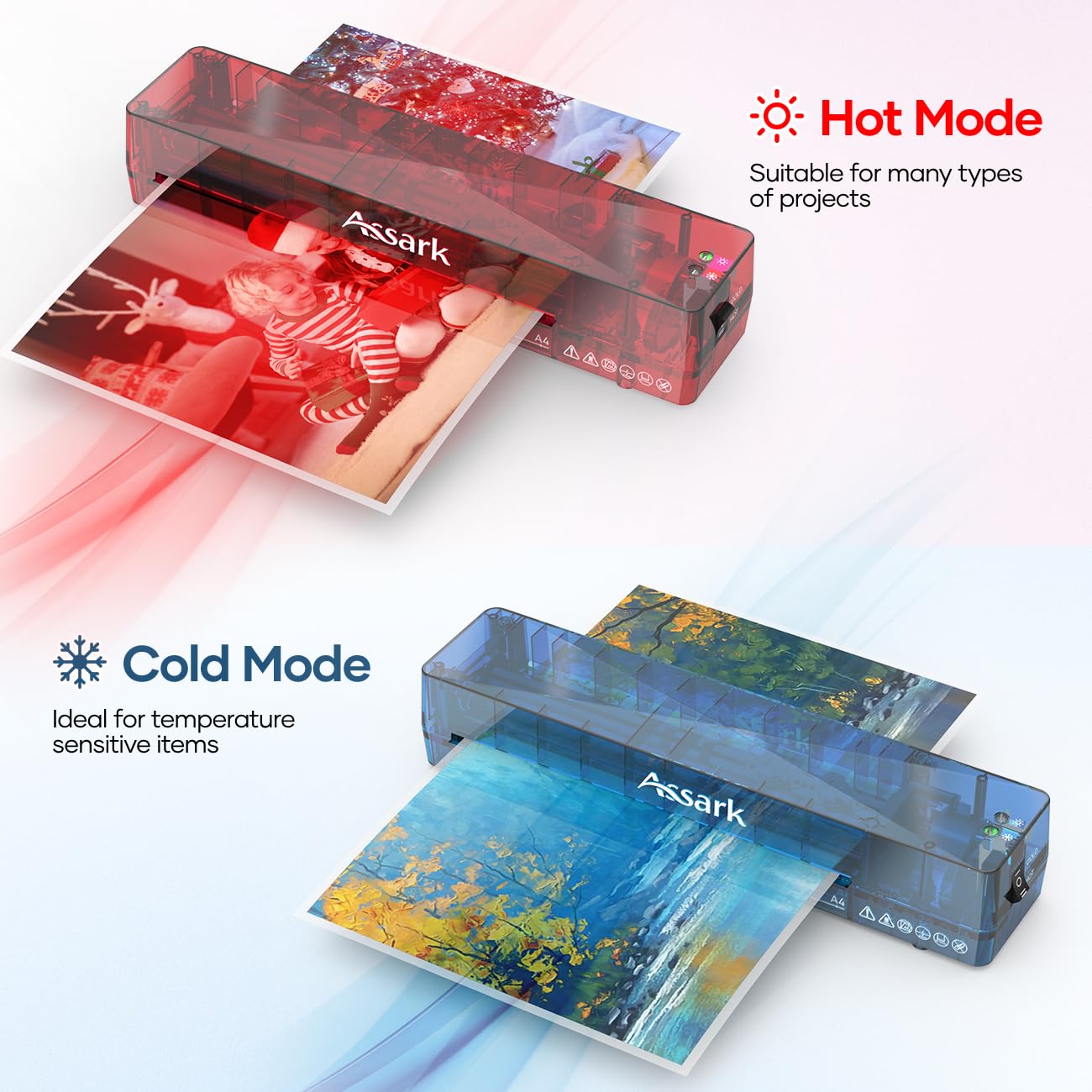 Laminator, 9 Inch A4 Thermal Laminator Machine with Laminating Sheets 9pcs & Paper Trimmer, 4 in 1 Hot & Cold Personal Lamination Kit for Home Office School Use, Fast Warm-Up & Quiet, Never Jam