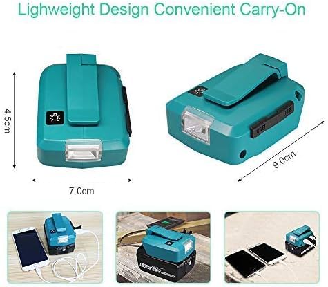USB ADP05 Power Source for Makita 18v Battery Charger with 2 USB Ports and LED Light for 14.4v ~ 18v Battery Lithium-Ion