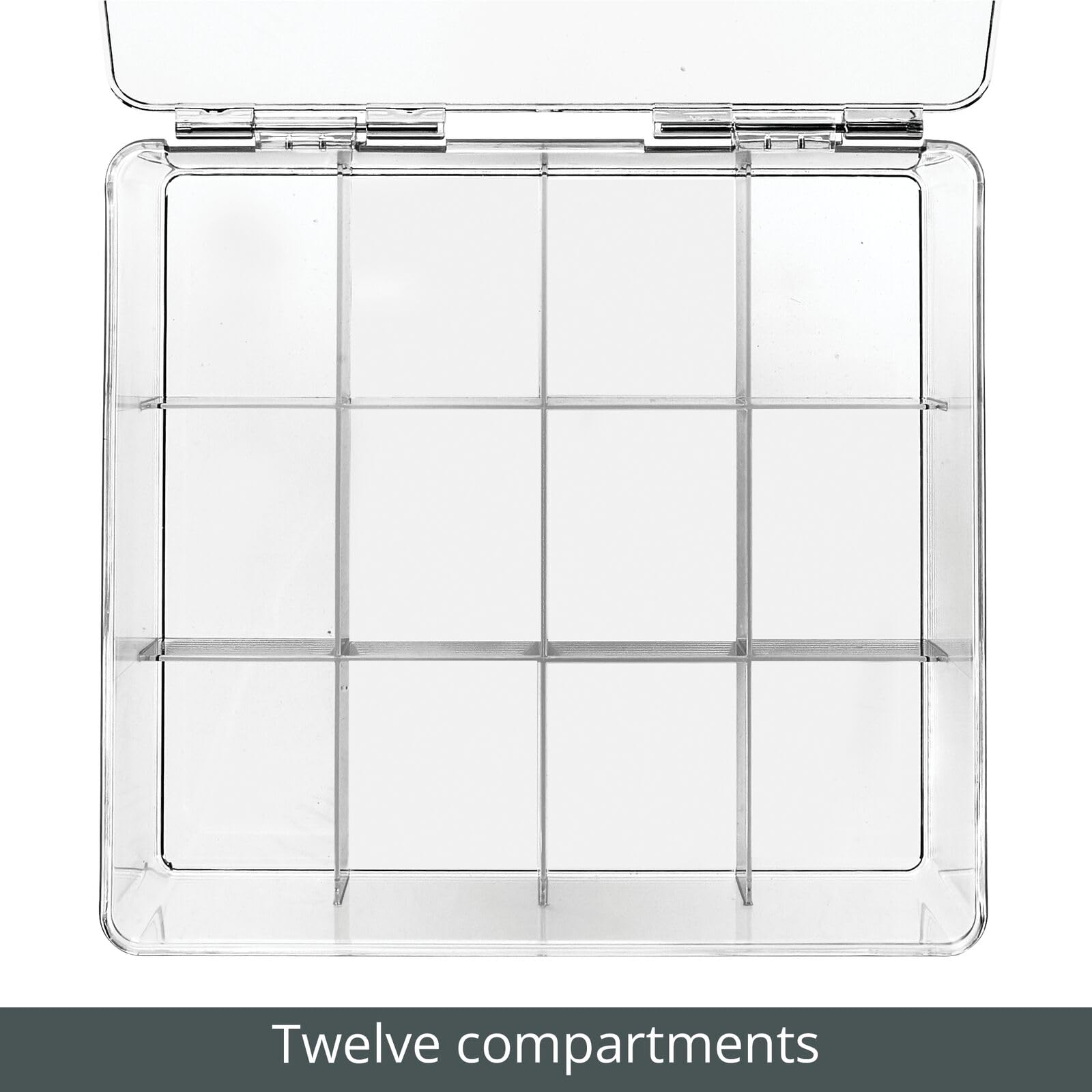mDesign Plastic Tea Bag Divided Storage Organizer Container Box with Hinge Lid for Kitchen Cabinet, Countertop, Pantry, Hold Coffee Pods, Seasoning Packets, Condiments, 8 Sections, Clear