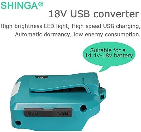 USB ADP05 Power Source for Makita 18v Battery Charger with 2 USB Ports and LED Light for 14.4v ~ 18v Battery Lithium-Ion
