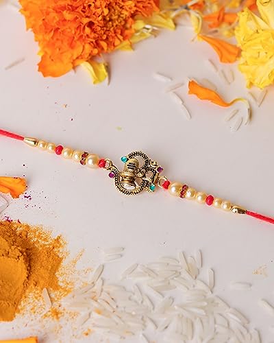 CHERKRAFT Rakhi Thread for Brother Men/Boy - Designer Rakhi with OM Symbol for Rakshabandhan (Pack of 1) (Design 3)
