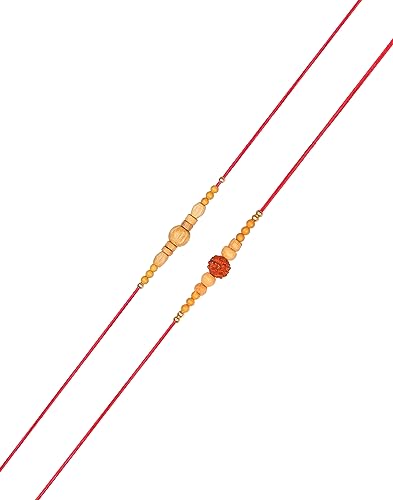 CHERKRAFT Rakhi for Brother Thread for Men/Boy Raksha Bandhan Rudraksha Rakhi Set of 2 (Design 4)