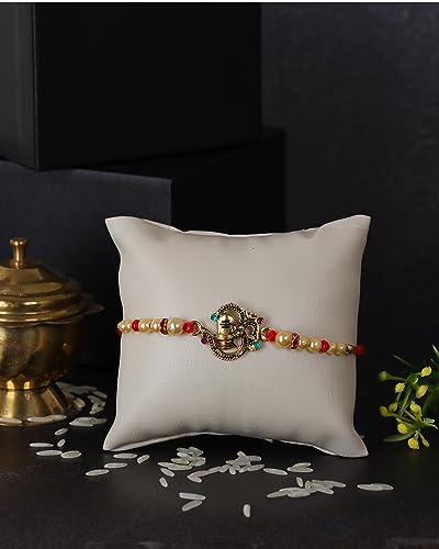 CHERKRAFT Rakhi Thread for Brother Men/Boy - Designer Rakhi with OM Symbol for Rakshabandhan (Pack of 1) (Design 3)