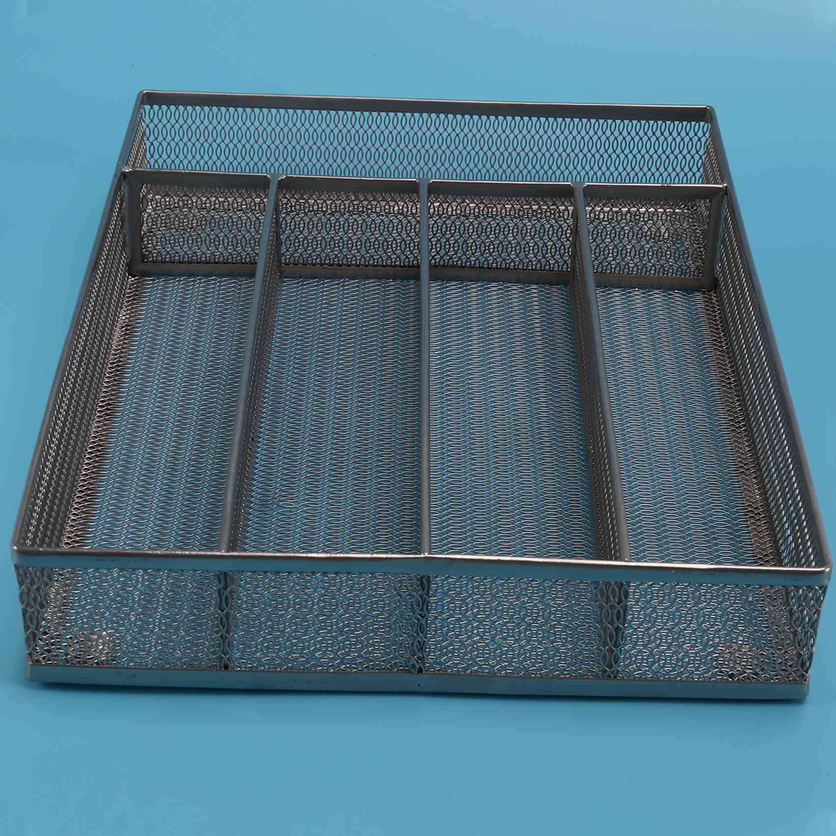 Sudemota Kitchen Drawer Organizer | 5 Compartments Utensil Mesh Trays - 12.57" x 9.23" No-Slipping Drawer Organization for Office