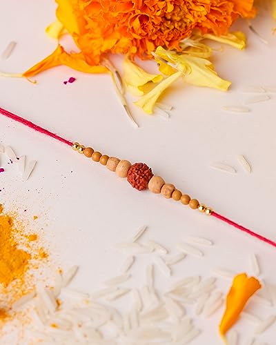 CHERKRAFT Rakhi for Brother Thread for Men/Boy Raksha Bandhan Rudraksha Rakhi Set of 2 (Design 4)