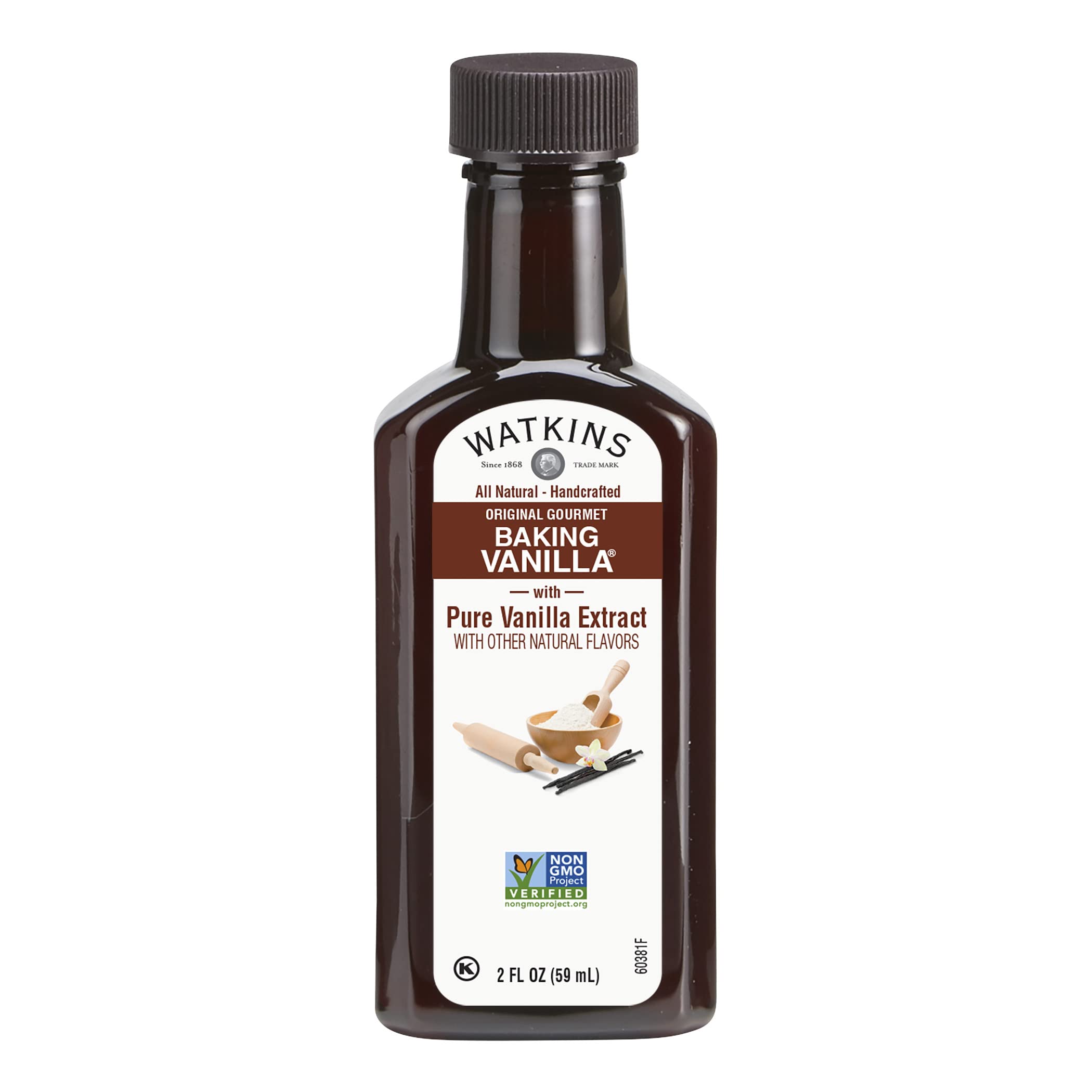 Watkins All Natural Original Gourmet Baking Vanilla with Pure Extract, 2 fl. oz. Bottle, 1-Pack (Pack of 2)