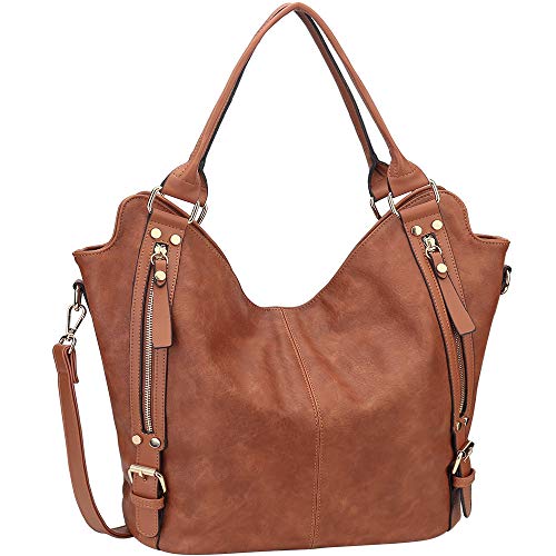 JOYSON Women Handbags Hobo Shoulder Bags Tote PU Leather Handbags Fashion Large Capacity Bags Brown 1
