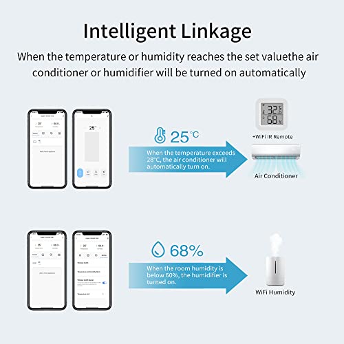 eMylo 3 in 1 Smart Hub WiFi IR Remote Control with Digital Hygrometer Indoor Thermometer Humidity Meter, Wireless Scene Touch Switch, Compatible with Alexa and Google Home, for TV Air Conditioner