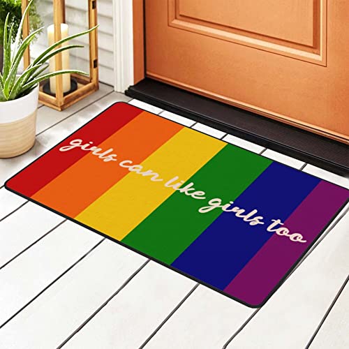 Pride LGBT Bisexual Girls Pattern Area Rugs Non-Slip Machine Washable Floor Mat, Doormat Carpet Decorations for Living Room Bedroom Bathroom Kitchen (36 x 24 inches,Rainbow)