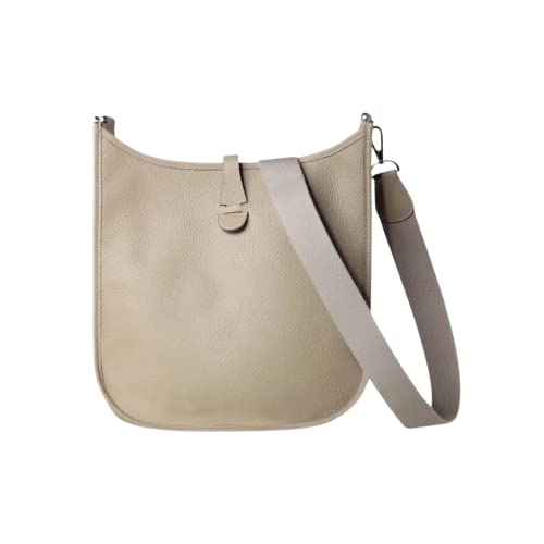 CINQ Boutique - Women Leather Crossbody Fashion Shoulder Bag Designer Purse With Adjustable Strap - Beige Cream Color