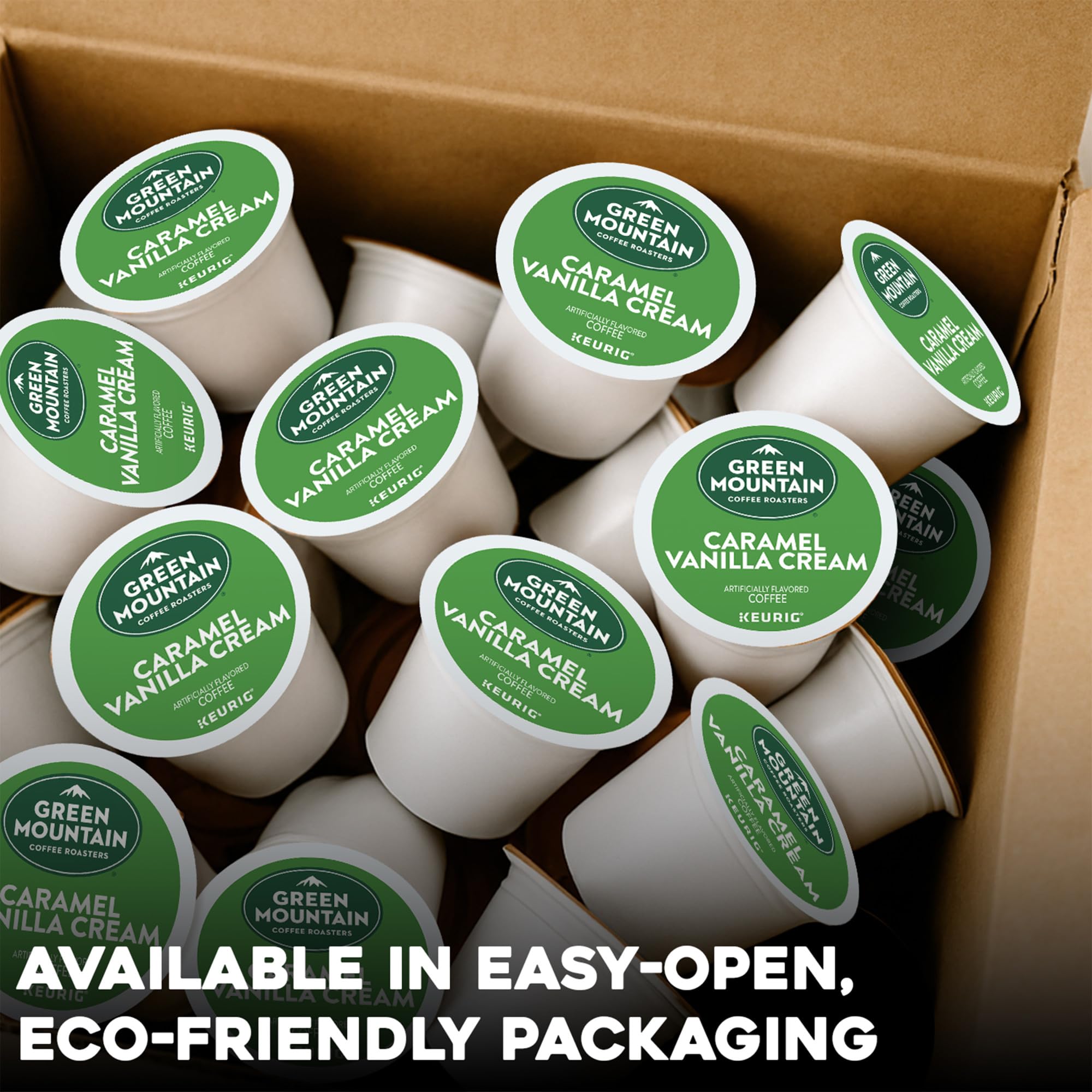 Green Mountain Coffee Roasters Caramel Vanilla Cream, Single-Serve Keurig K-Cup Pods, Flavored Light Roast Coffee, 12 Count (Pack of 6)