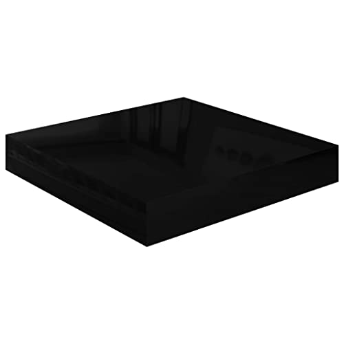 Wall Mounted Floating Shelves Wall Decor Storage Shelves Invisible Ledge Hanging Shelves Picture Frame Ledge Shelves 4 pcs High Gloss Black 9.1"x9.3"x1.5" MDF