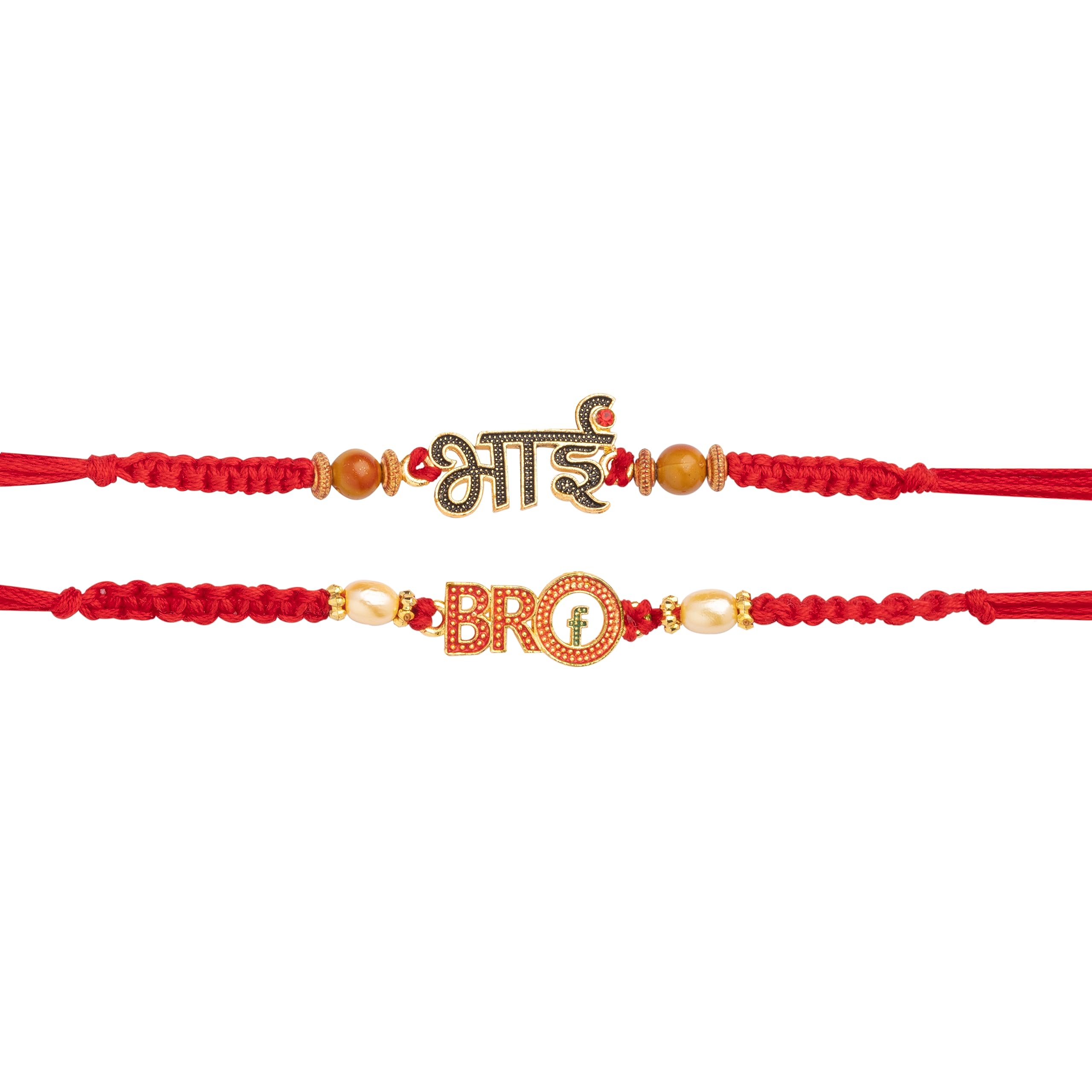SLNDOKTG Set Of 2 Raksha Bhandan Handmade Rakhi Bracelet With Stone Work Kundan Design For Brother Bhaiya Celebration Hindu Festival of Rakshabandhan