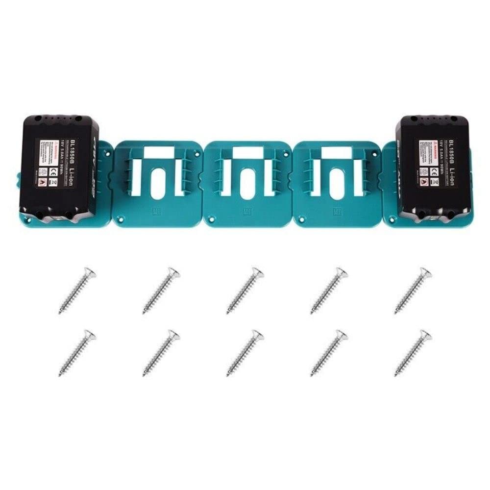 5 Pack Battery Rack Holder, Wall Mount Storage Mount for Makita 14.4-18V Battery, Fit for BL1860/BL1850/BL1840/BL1830