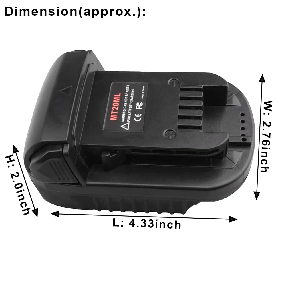Battery Adapter for Makita to Milwaukee M18 18V Lithium Cordless Tool, Convert Makita 18V LXT Lithium Battery BL1860B/BL1850B/BL1830/BL1815 to Milwaukee 18 Volt Lithium-Ion M18 Battery Converter