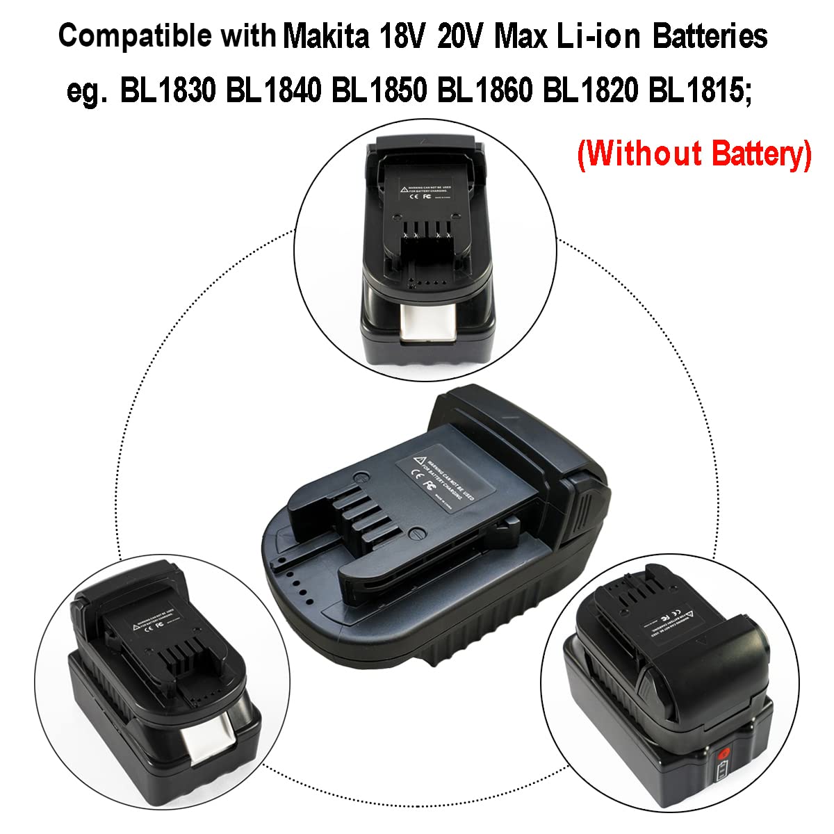 Battery Adapter for Makita to Milwaukee M18 18V Lithium Cordless Tool, Convert Makita 18V LXT Lithium Battery BL1860B/BL1850B/BL1830/BL1815 to Milwaukee 18 Volt Lithium-Ion M18 Battery Converter
