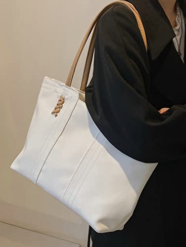Chic Faux Leather Tote Hobo Handbag for Women Girls Casual Canvas Shoulder Bag