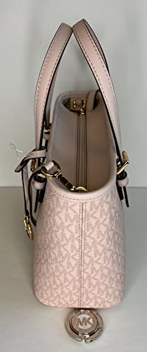 Michael Kors Jet Set Travel XS Carryall Convertible Top Zip Tote bundled with SM TZ Coinpouch and Purse Hook (DK Powder Blush)