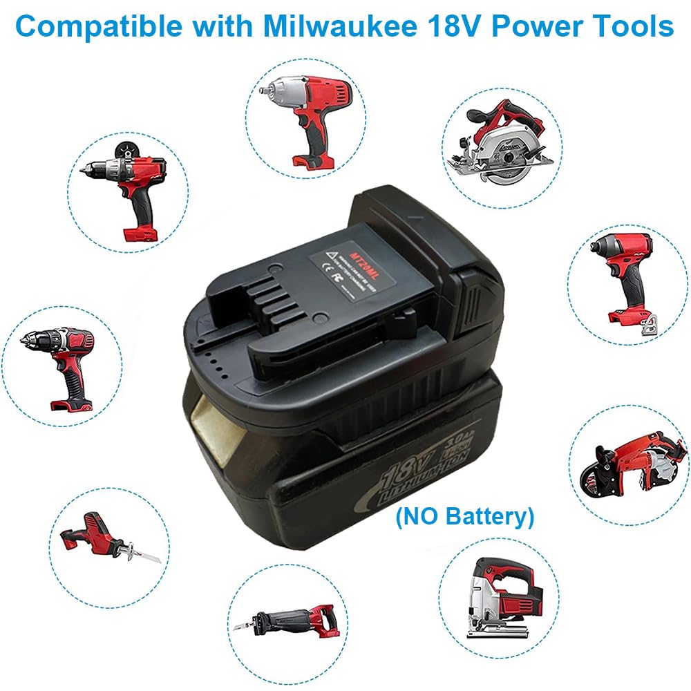 Battery Adapter for Makita to Milwaukee M18 18V Lithium Cordless Tool, Convert Makita 18V LXT Lithium Battery BL1860B/BL1850B/BL1830/BL1815 to Milwaukee 18 Volt Lithium-Ion M18 Battery Converter