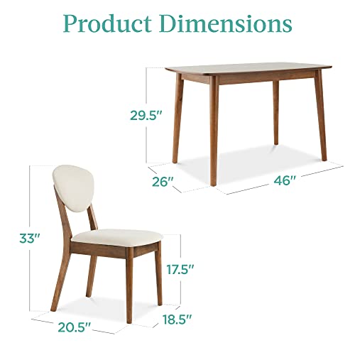 Best Choice Products 5-Piece Dining Set, Compact Mid-Century Modern Table & Chair Set for Home, Apartment w/ 4 Chairs, Padded Seats & Backrests, Wooden Frame - Brown/White