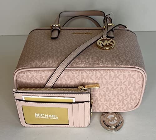 Michael Kors Jet Set Travel XS Carryall Convertible Top Zip Tote bundled with SM TZ Coinpouch and Purse Hook (DK Powder Blush)