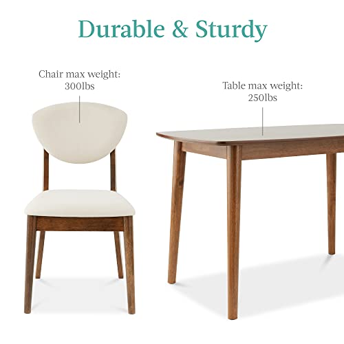 Best Choice Products 5-Piece Dining Set, Compact Mid-Century Modern Table & Chair Set for Home, Apartment w/ 4 Chairs, Padded Seats & Backrests, Wooden Frame - Brown/White