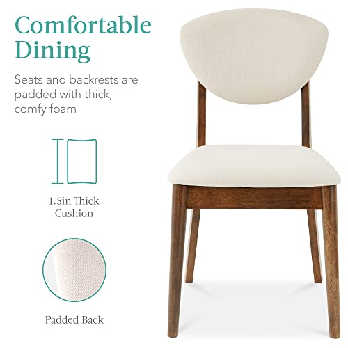 Best Choice Products 5-Piece Dining Set, Compact Mid-Century Modern Table & Chair Set for Home, Apartment w/ 4 Chairs, Padded Seats & Backrests, Wooden Frame - Brown/White