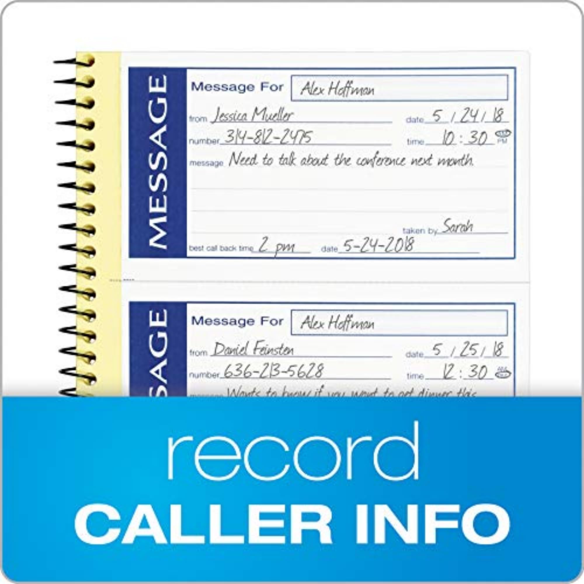 Adams Write 'N Stick Message Pad, 2-Part, Carbonless, Blue, 5-1/4" x 11", 200 Sets per Book (SC1153WS)