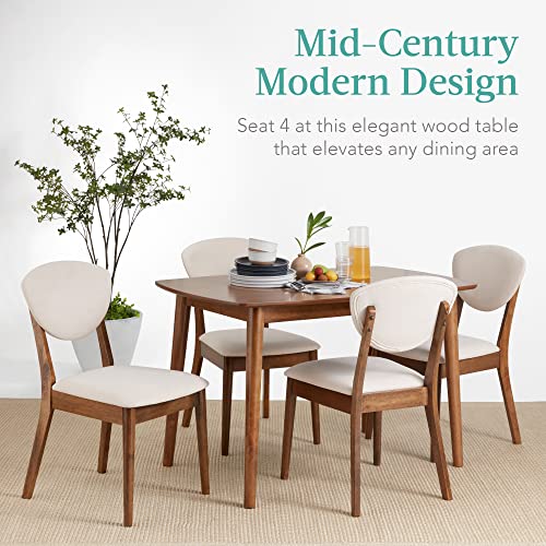 Best Choice Products 5-Piece Dining Set, Compact Mid-Century Modern Table & Chair Set for Home, Apartment w/ 4 Chairs, Padded Seats & Backrests, Wooden Frame - Brown/White