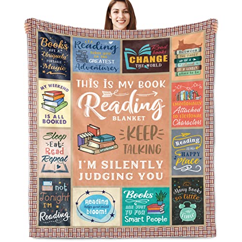 Sqovulw Book Lovers Gifts Mothers Day Reading Blanket Gifts for People Who Like to Read Gifts for Book Lovers Women Gifts for Readers Librarian Gifts Book Lovers Throw Blanket 60X50 Inch