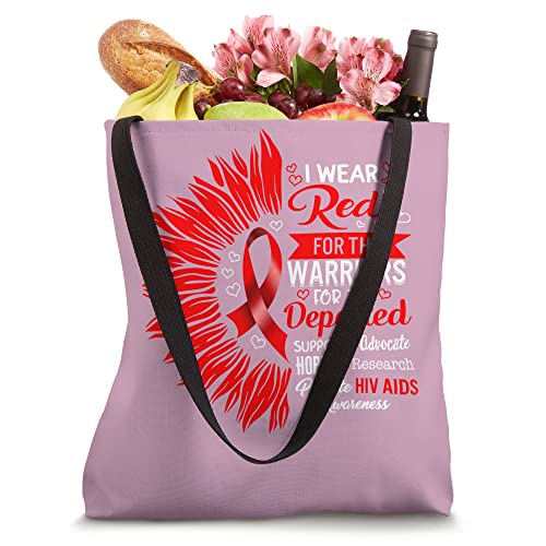 Know Your Status Red Ribbon Hiv & Aids Awareness Virus Day Tote Bag