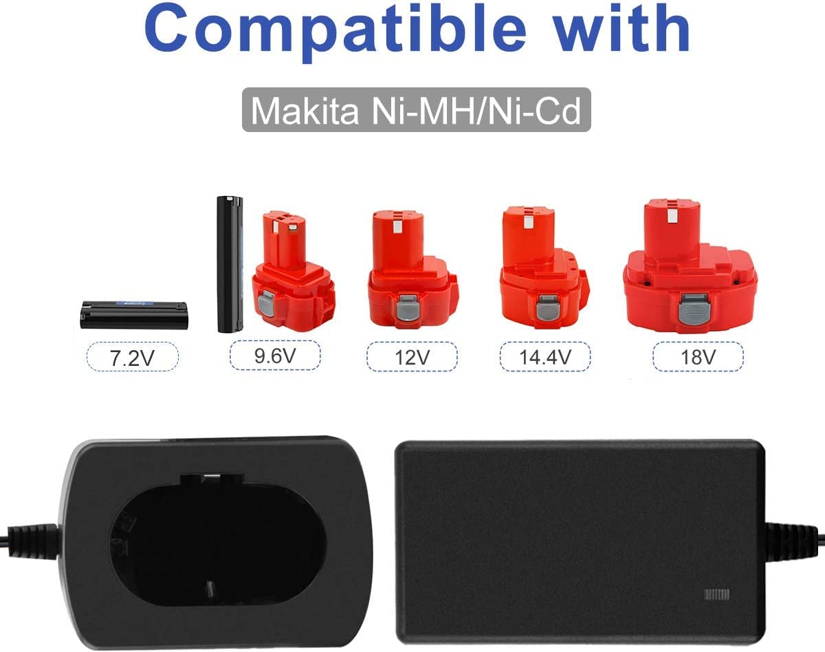 Exmate 2 Pack 7.2V 3.5Ah Ni-MH Battery with 1.2-18V Charger Compatible with Makita 7000 7002 7033 191679-9 632002-4 632003-2 192532-2 192695-4 6010D 6172D DA3000D 6018D 6019D 9500D DA301D 6073D ML702